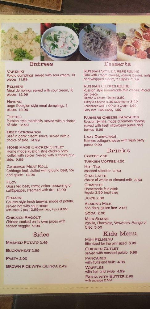Carta de Masha and the Bear Russian Cafe, Aurora, E Iliff Ave