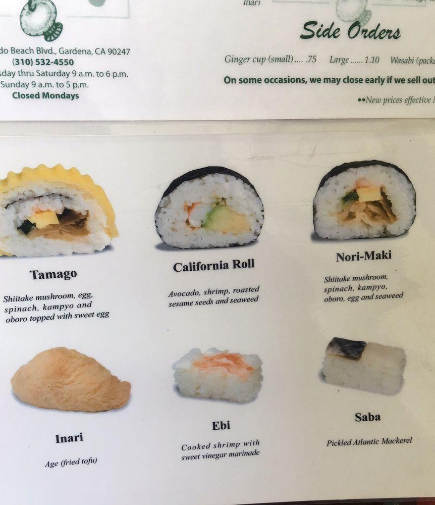 Menu at Sakae Sushi restaurant, Gardena