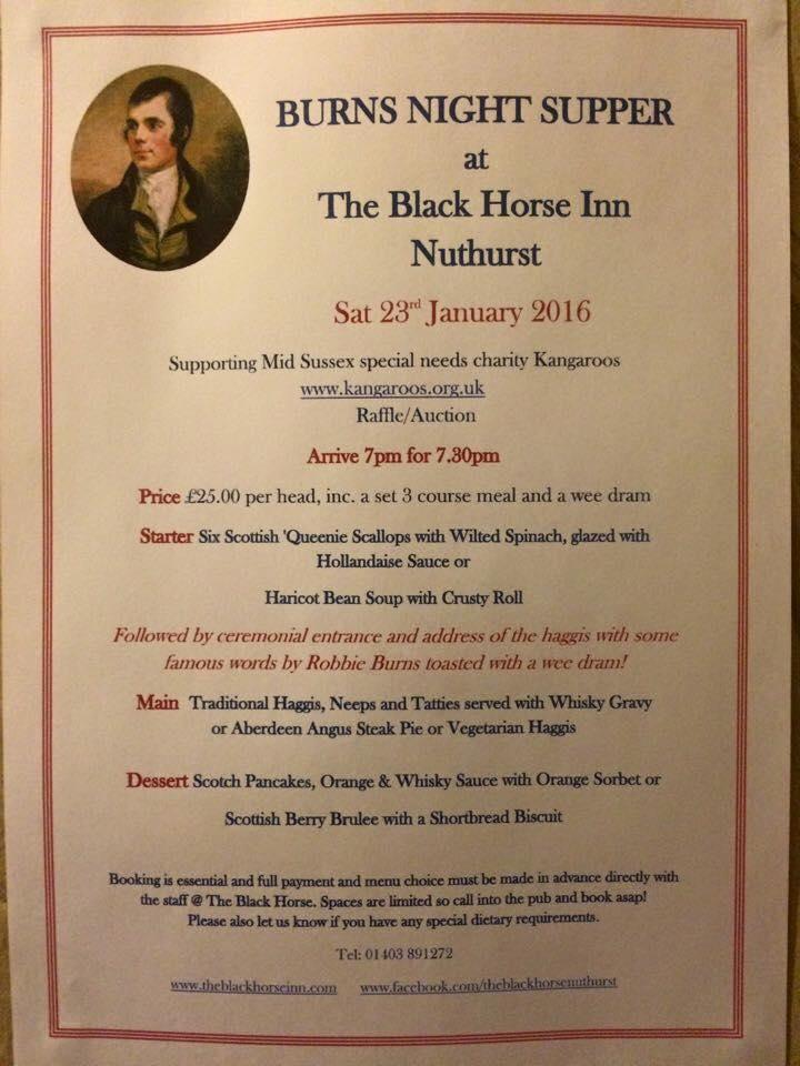 Menu at The Black Horse Inn, Nuthurst pub & bar, Horsham