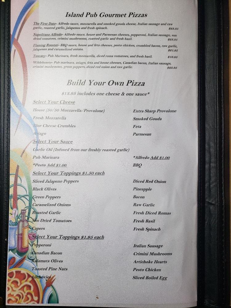 Menu at The Island Pub, Juneau, 2nd St