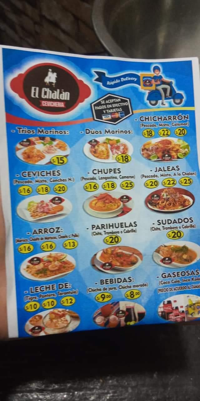 Carta del restaurante el chalan, San Martín del Porres