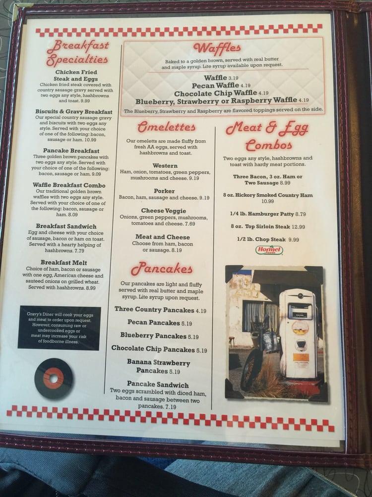 Menu at Gravy's Diner restaurant, Cedar Falls