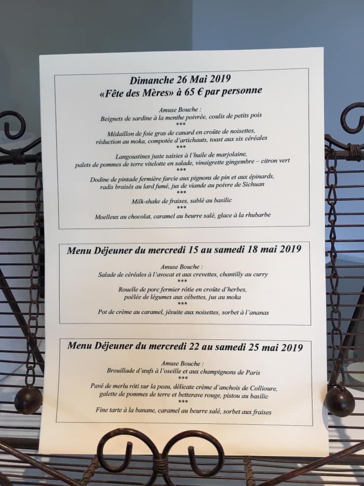 Menu au MB Restaurant Capbreton, Capbreton