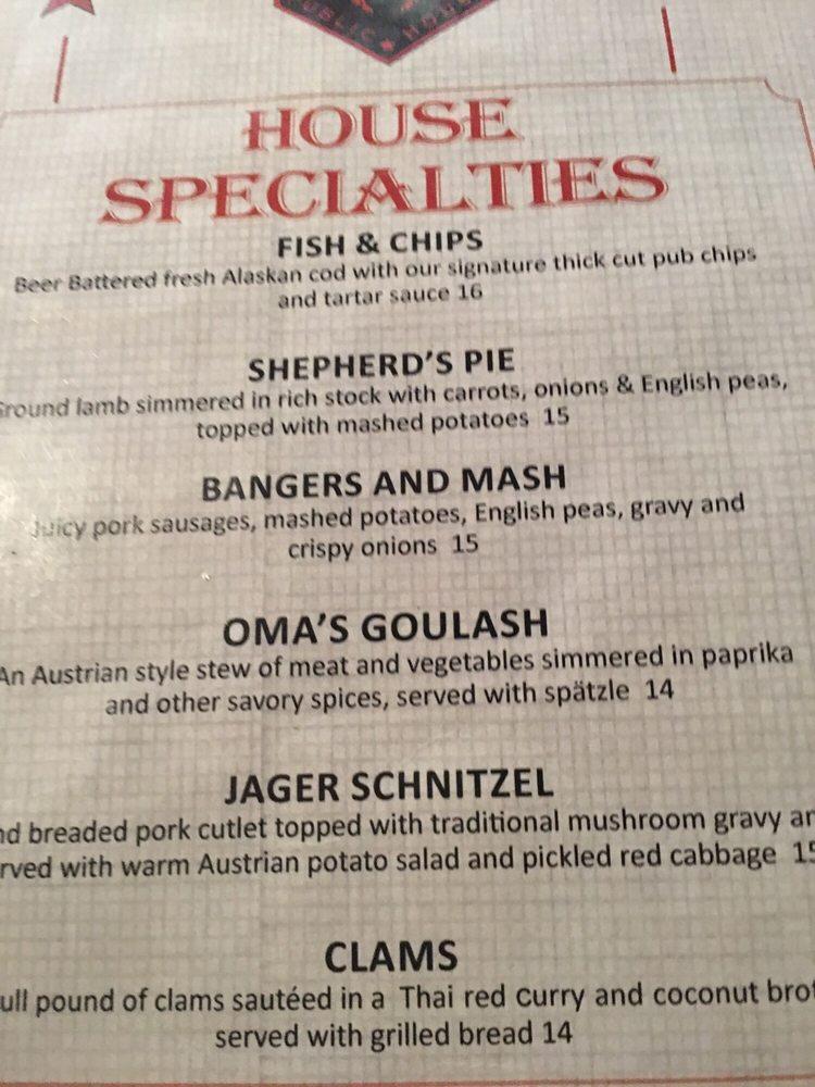 Menu at Purdy's pub & bar, Sumner, 64th St E
