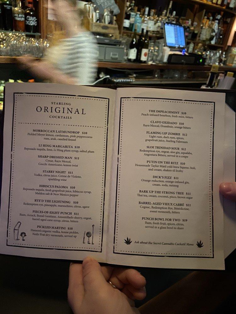Menu at Starling Bar Sonoma, Sonoma