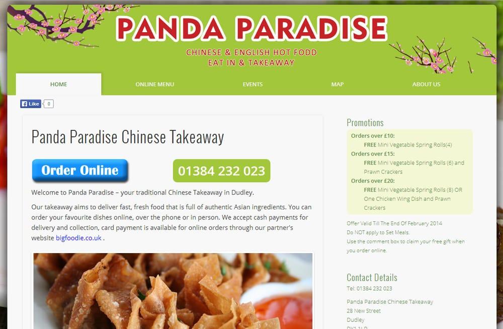 Menu at Panda Paradise Chinese takeaway fast food, Dudley