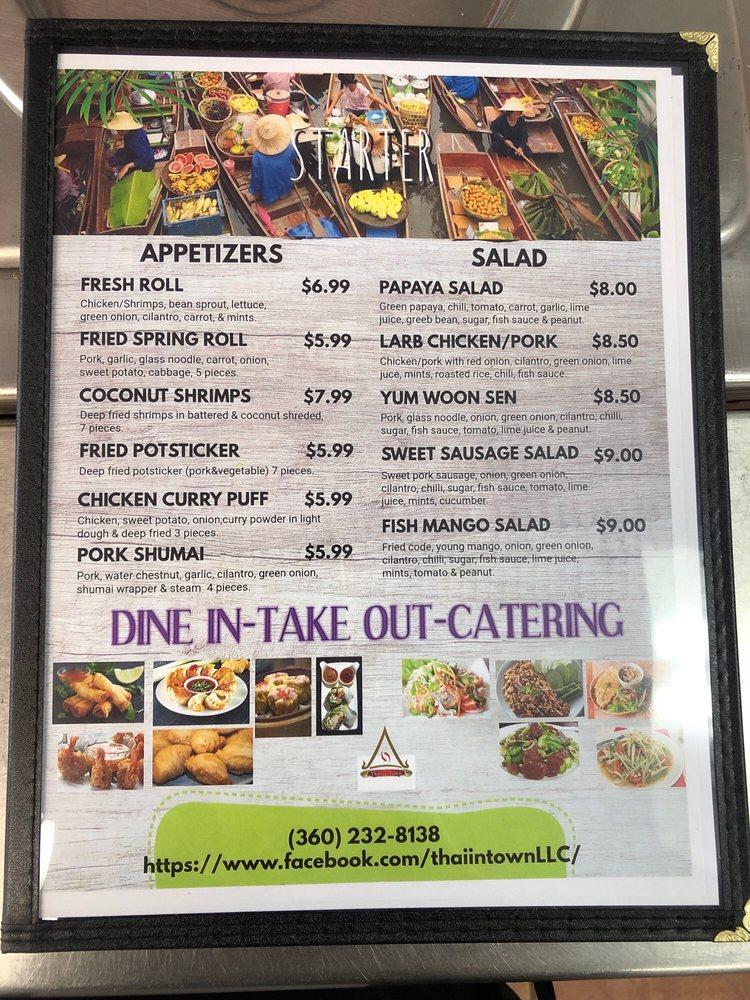 Carta del restaurante Thai in Town, Longview