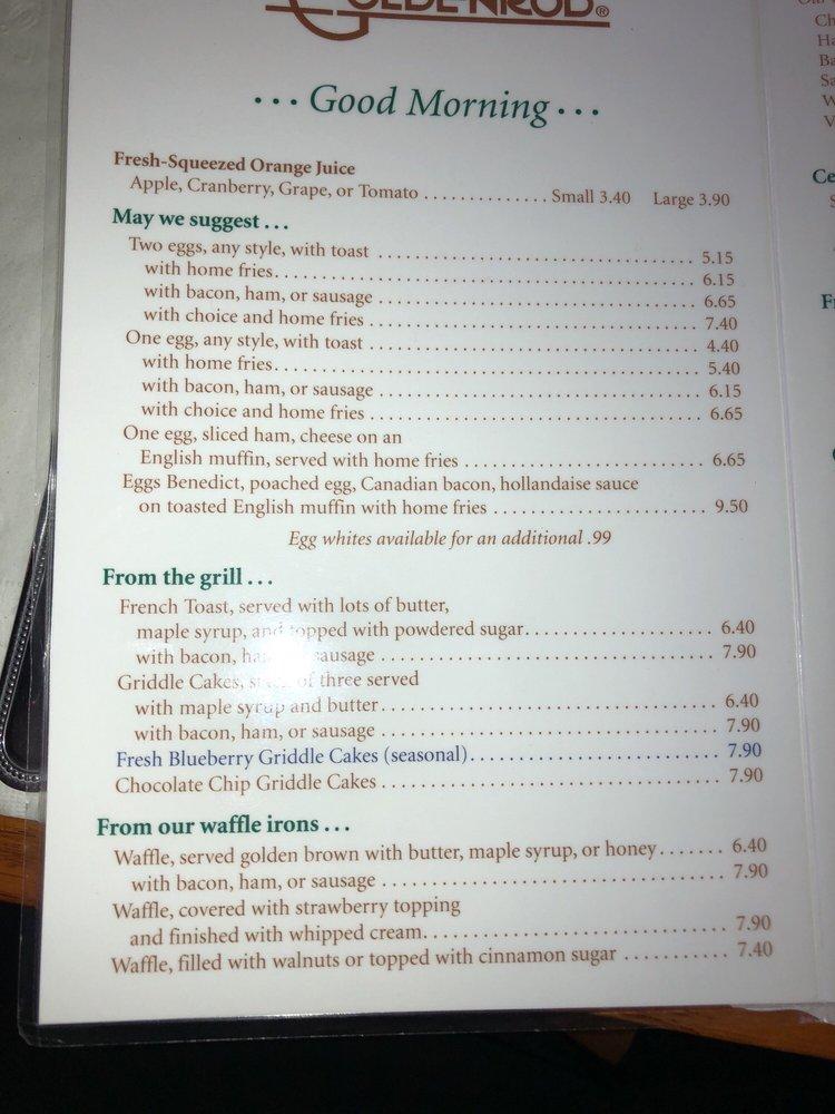 Menu at The Goldenrod restaurant, York