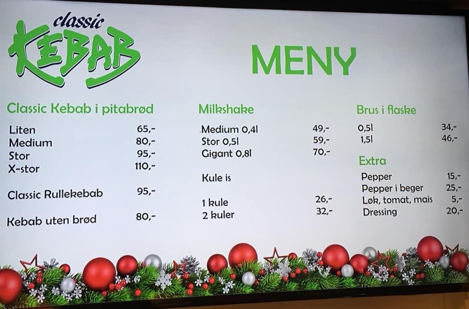 Menu at Classic Kebab fast food, Haugesund