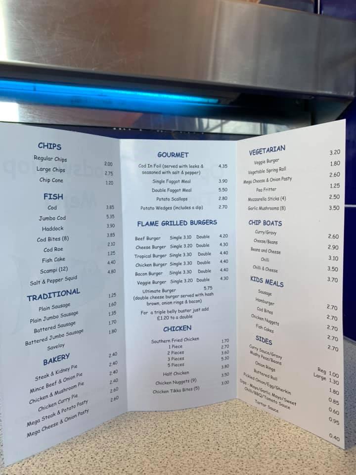 Menu at Codswallop Fish & Chips fast food, Frome