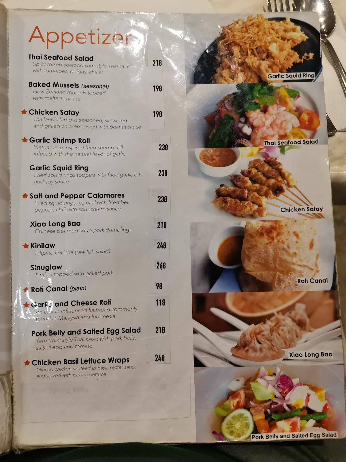 Menu at Fat Monk restaurant, Cagayan de Oro, 5/F