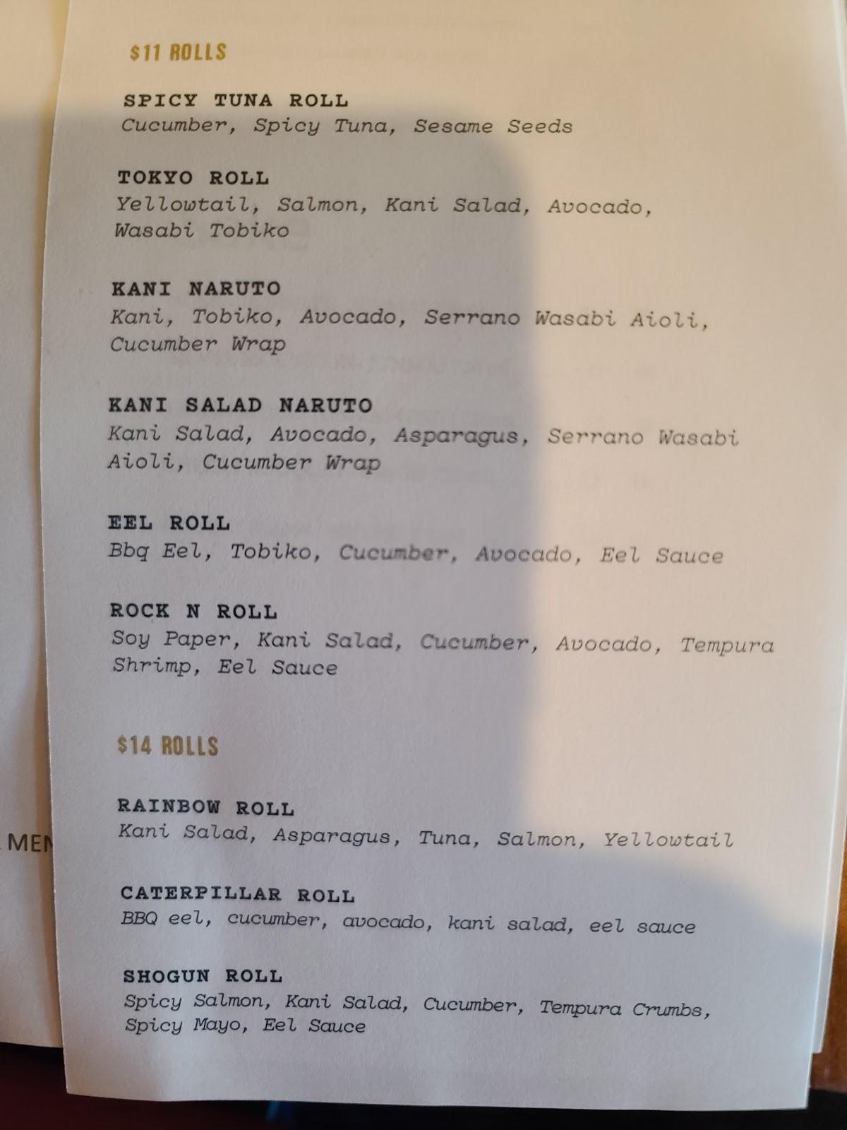Menu at Soji: Modern Asian pub & bar, Baton Rouge
