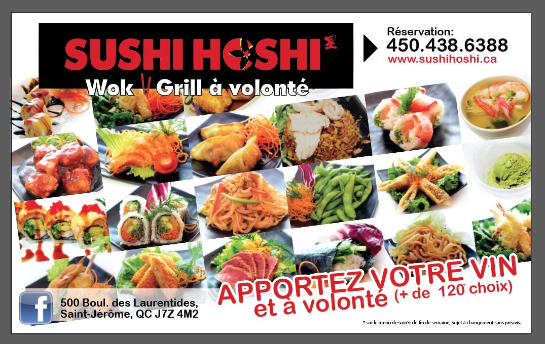 Menu au Sushi Hoshi restaurant, Saint-Jérôme