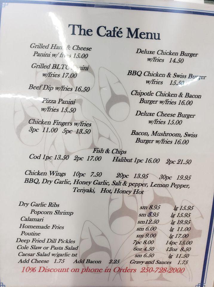 Menu at The Market Restaurant, Bamfield