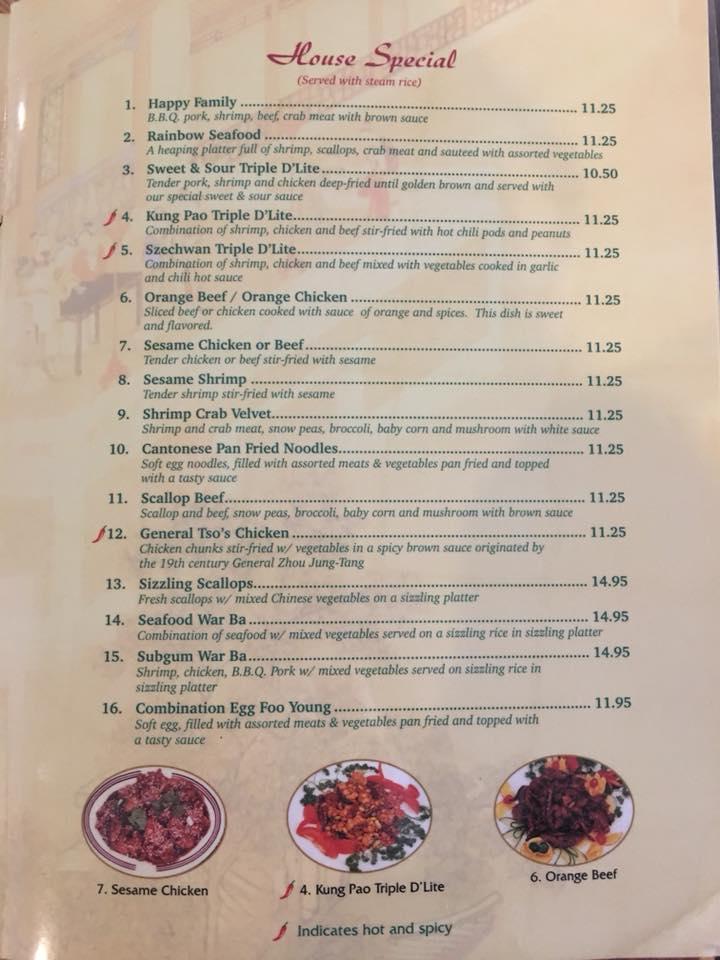 Menu at Chuong Garden restaurant, Webster City