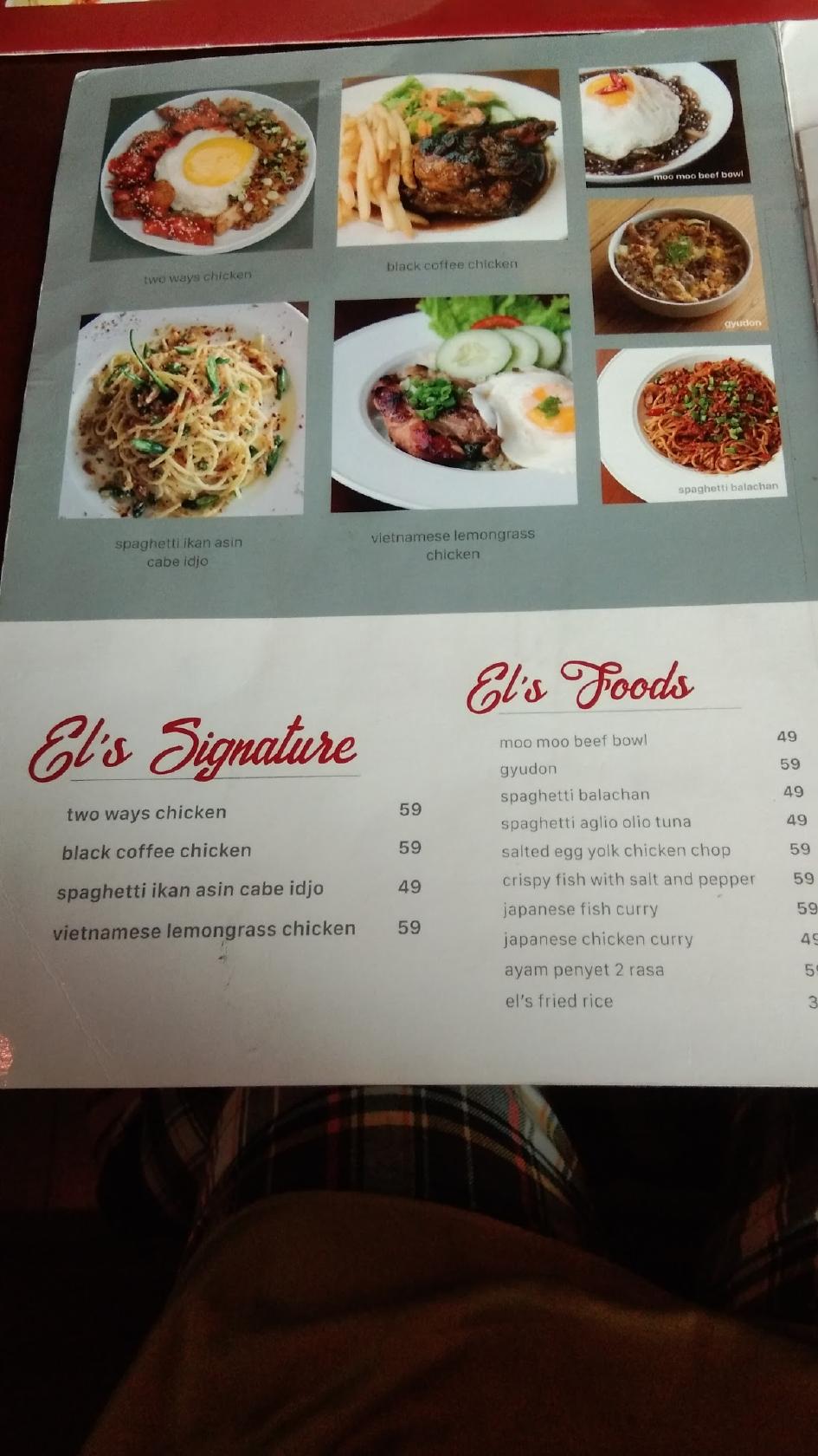 Menu at EL'S Coffee Bar Boemi Kedaton Mall, Bandar Lampung
