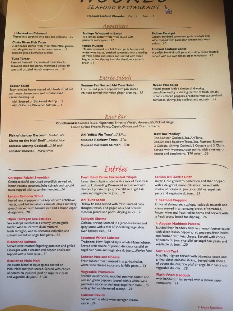 Menu at Hooked Seafood Restaurant, Manchester