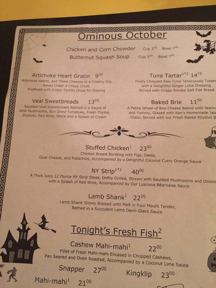 Menu at Rhythm Cafe, West Palm Beach