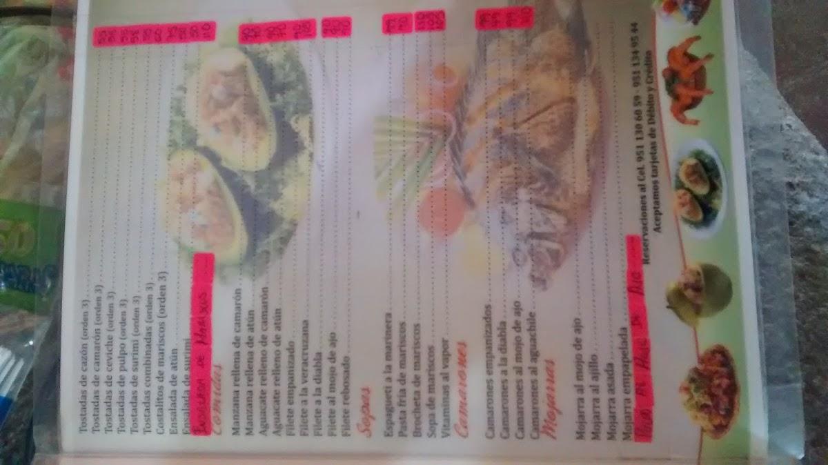 Menu at Comedor La Azucena restaurant, Tlalixtac de Cabrera