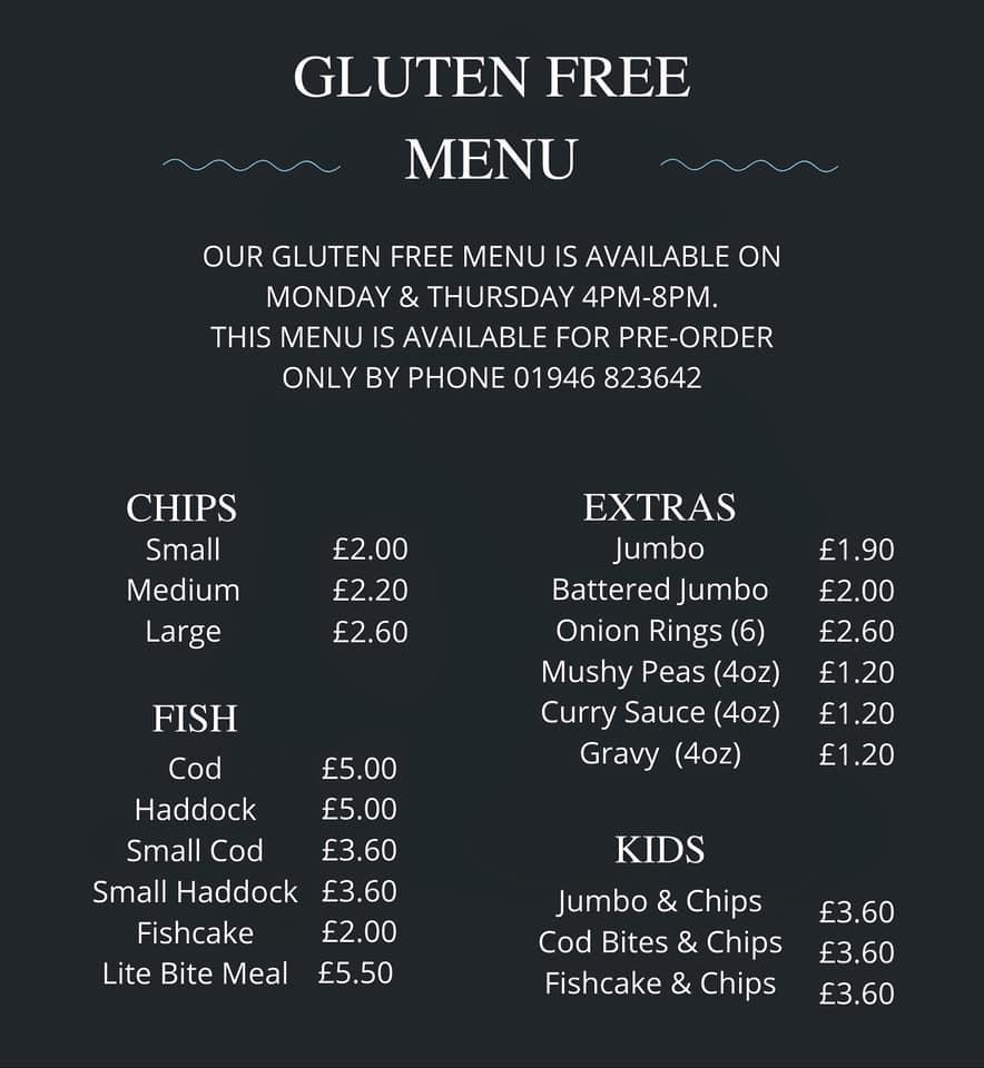 Menu at Frasers Fish & Chips fast food, Egremont