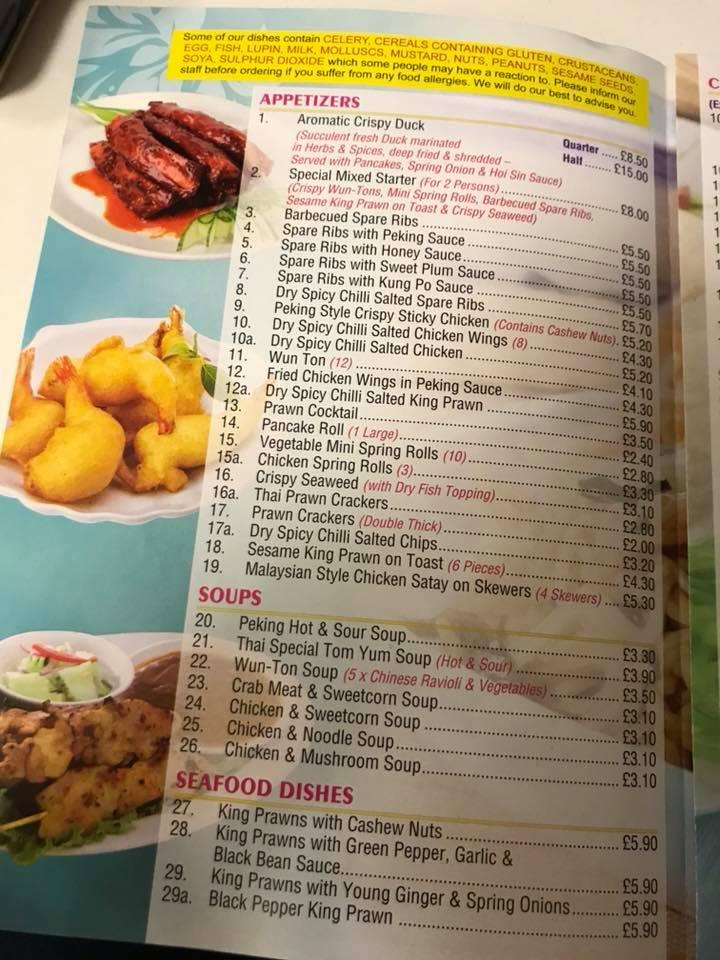 Menu at Golden Phoenix restaurant, Plymouth