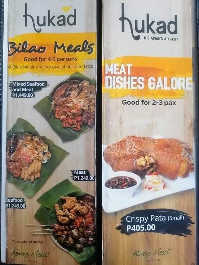 Menu at Hukad restaurant, Dumaguete, Calindagan Rd
