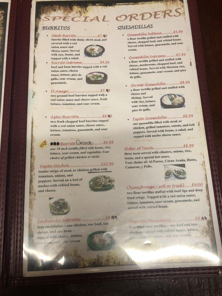 Menu at Leon Mexican Restaurant, Arlington