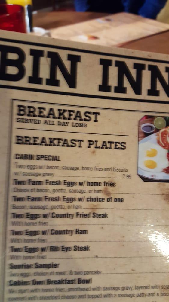 Menu at Log Cabin Inn steakhouse, Covington, 322 Madison Pike
