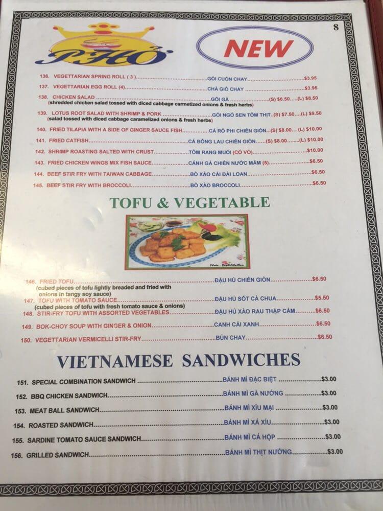 Menu at Pho King Eggroll II LLC restaurant, Goodyear