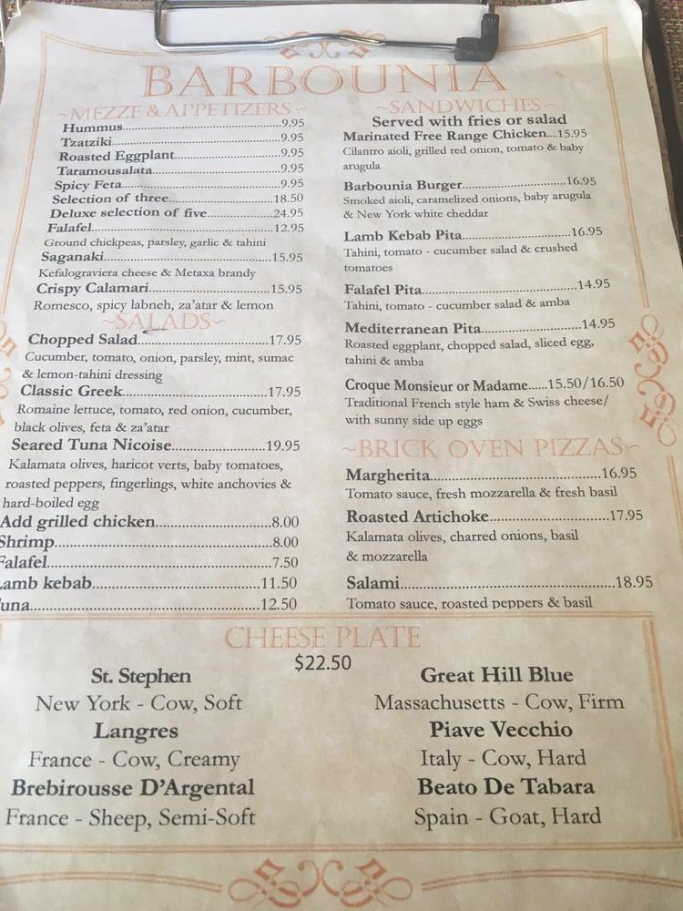 Menu at Barbounia, New York City