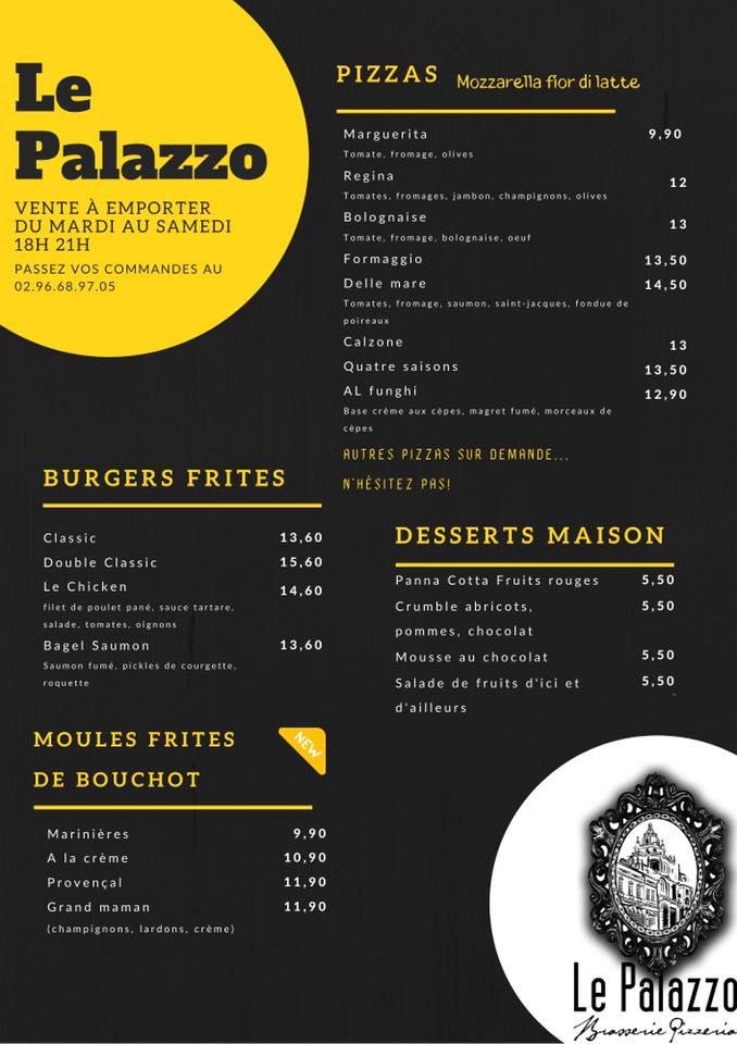 Menu au Le Palazzo restaurant, Saint-Brieuc