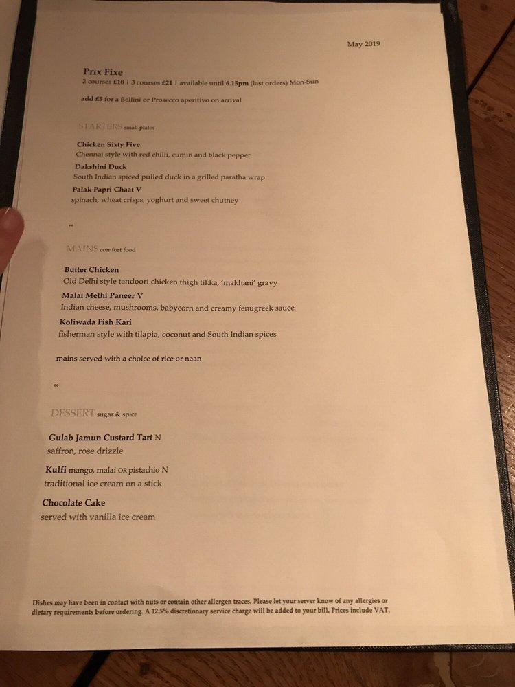 Menu at Roti Chai restaurant, London, 3 Portman Mews S