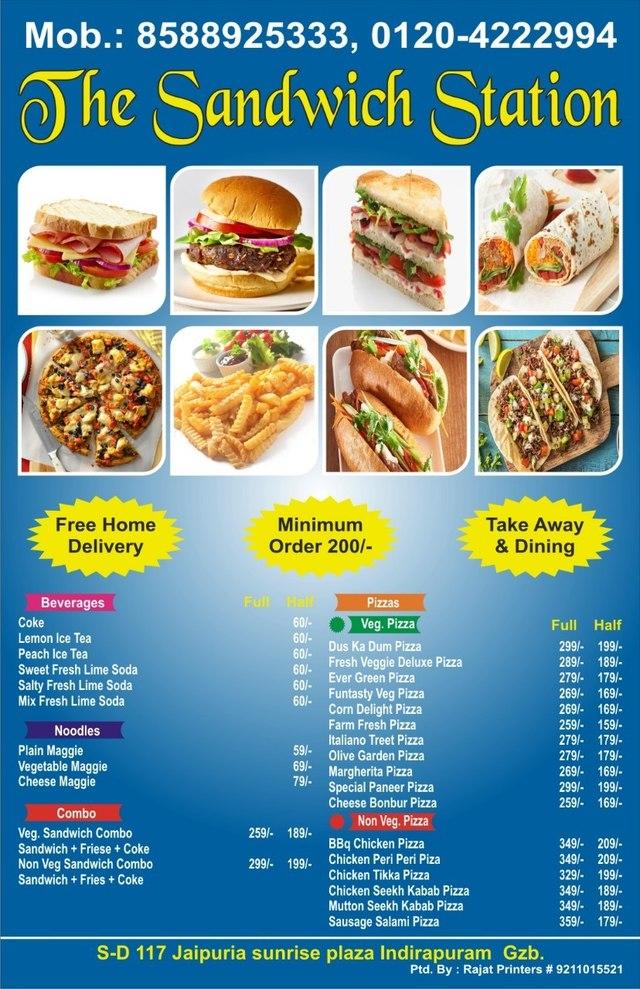 Menu at The Sandwich Station, Greater Noida, Shop 49
