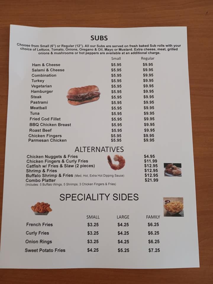 Menu at Wing Alley restaurant, Kissimmee, E Irlo Bronson Memorial Hwy