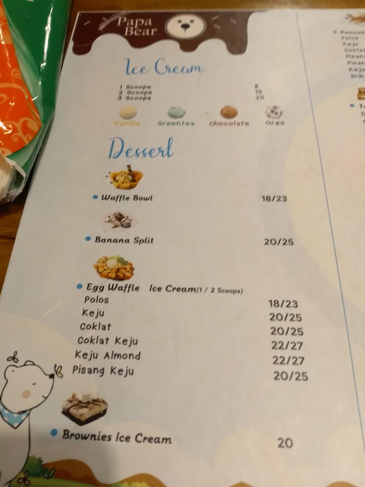 Carta de Cafe Papa Bear, Tengah