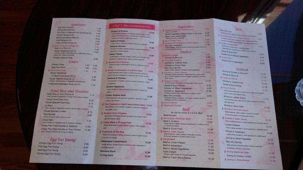 Menu at Zheng Chinese Restaurant, Mechanicsville