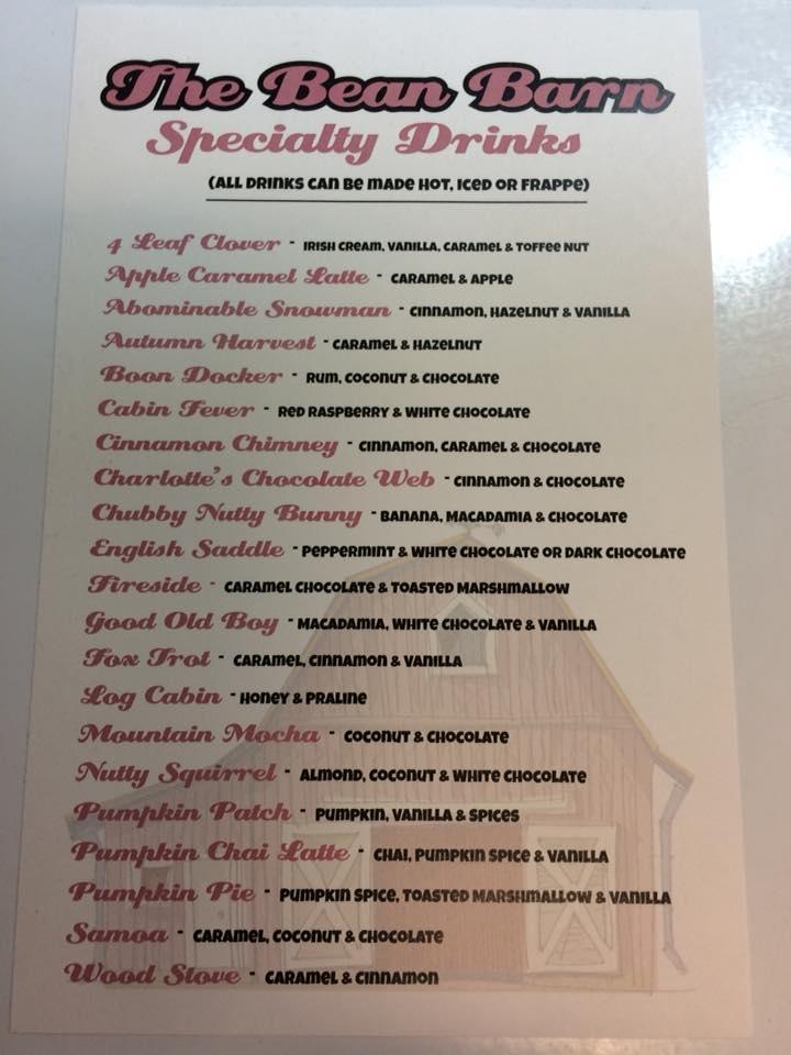 Menu at The Bean Barn, Madison Heights, S Amherst Hwy