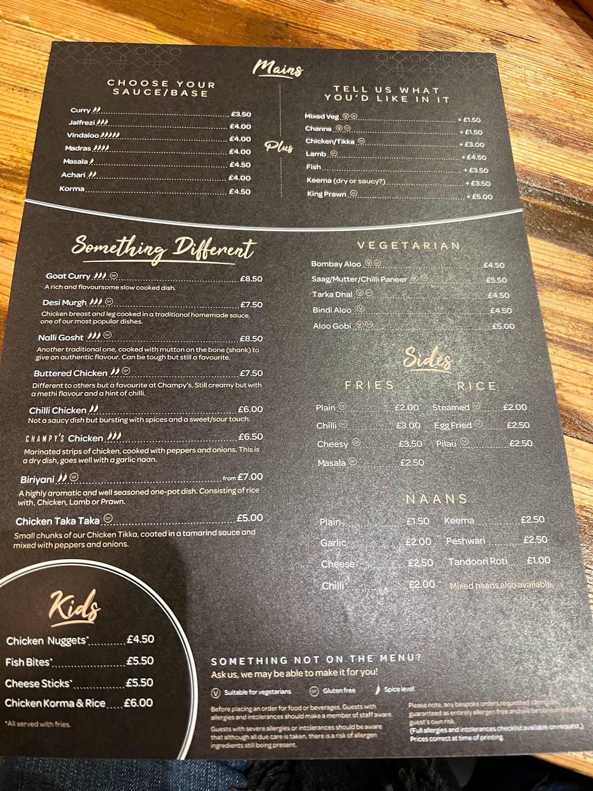 Menu at Bradford Arms pub & bar, Walsall, Milton St