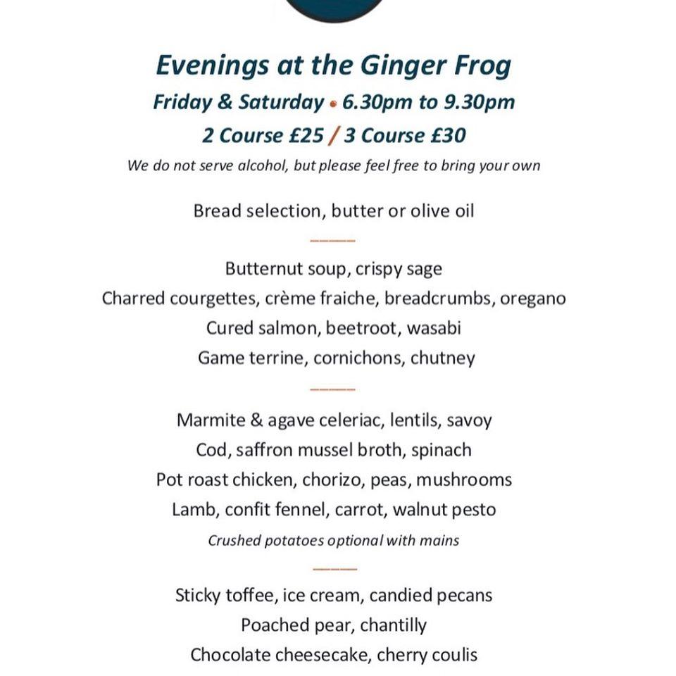 Menu at Ginger Frog cafe, Wallington