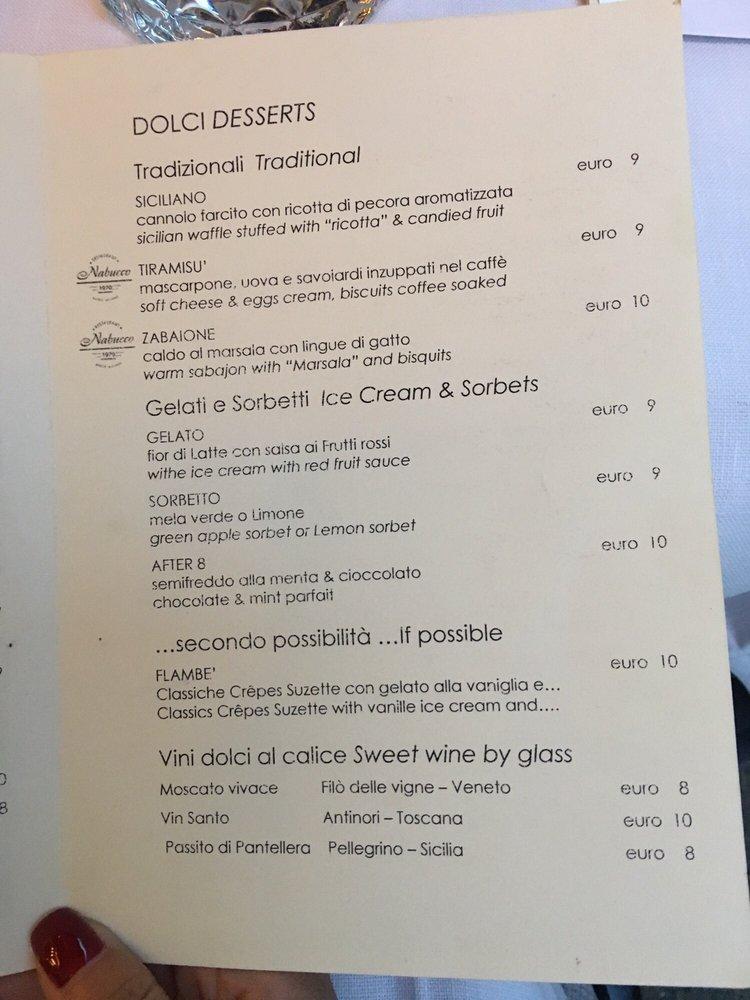 Menu da Ristorante Nabucco, Milano