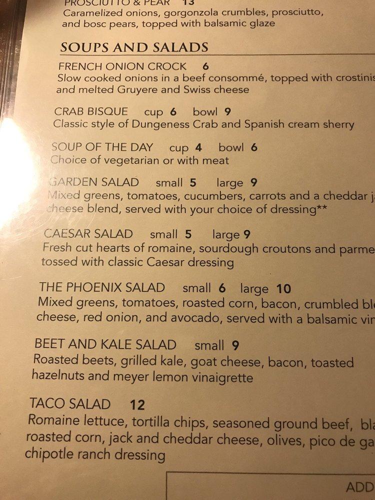 Menu at The Phoenix Restaurant, Bend
