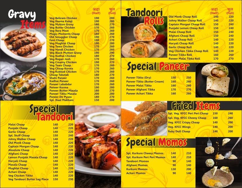 Menu at Theka Desi Chaap, Rishikesh