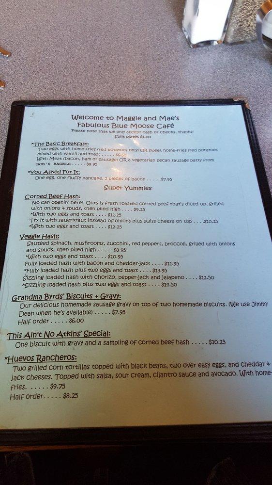 Menu at Blue Moose Cafe, Port Townsend
