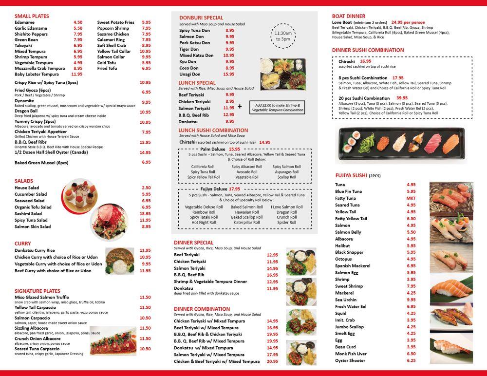 Menu at Fuji Ya restaurant, Burbank