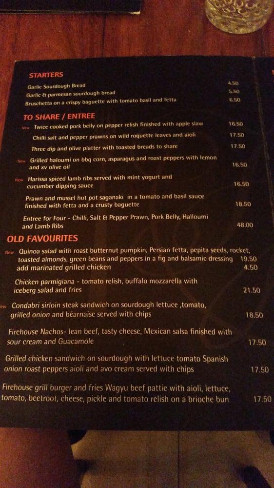 Menu at Firehouse Grill steakhouse, Mortdale