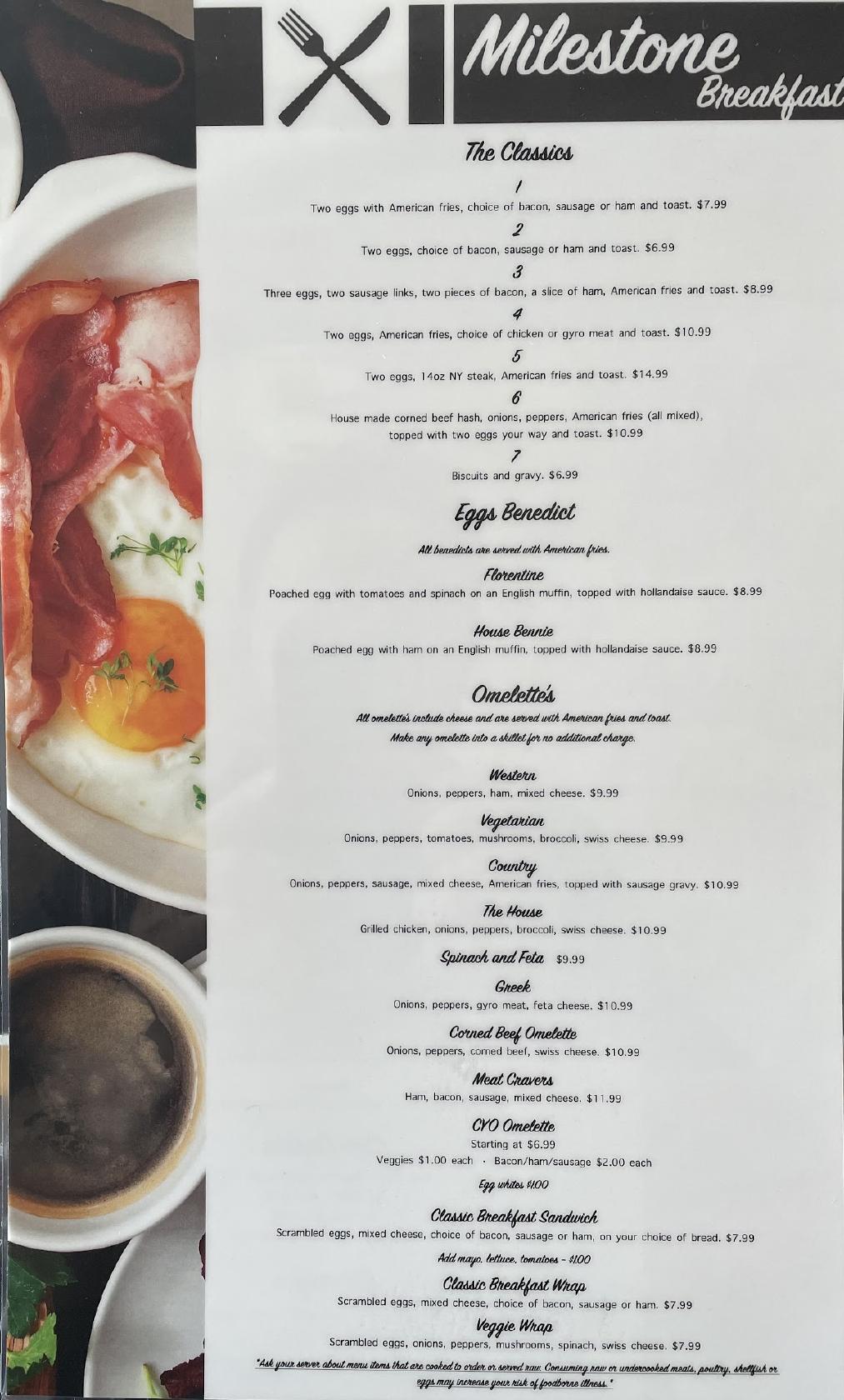 Menu at Milestone Grill Warren, Warren