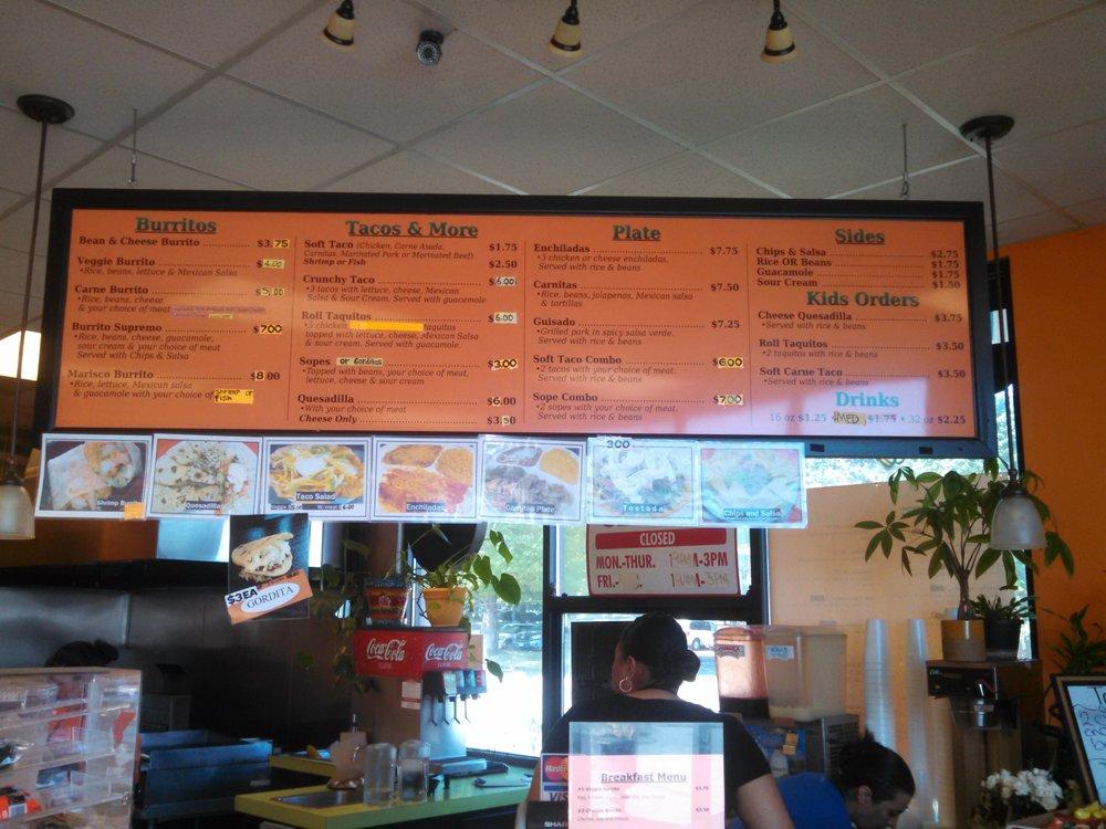 Menu at Monarca Mexican Grill restaurant, Salem