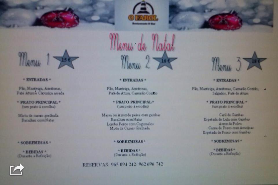Menu em O Farol restaurante, Portimão