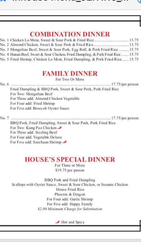 Menu at Rice Garden Anchorage restaurant, Anchorage