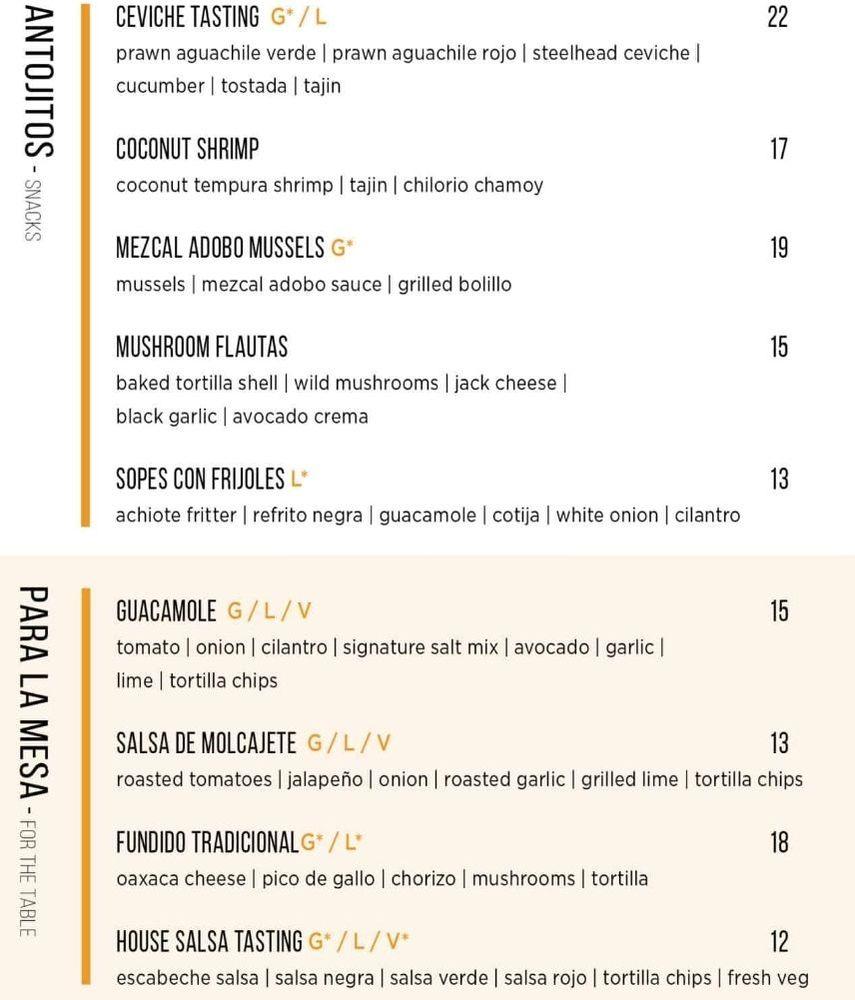Menu at Añejo Restaurant, Toronto, 600 King St W
